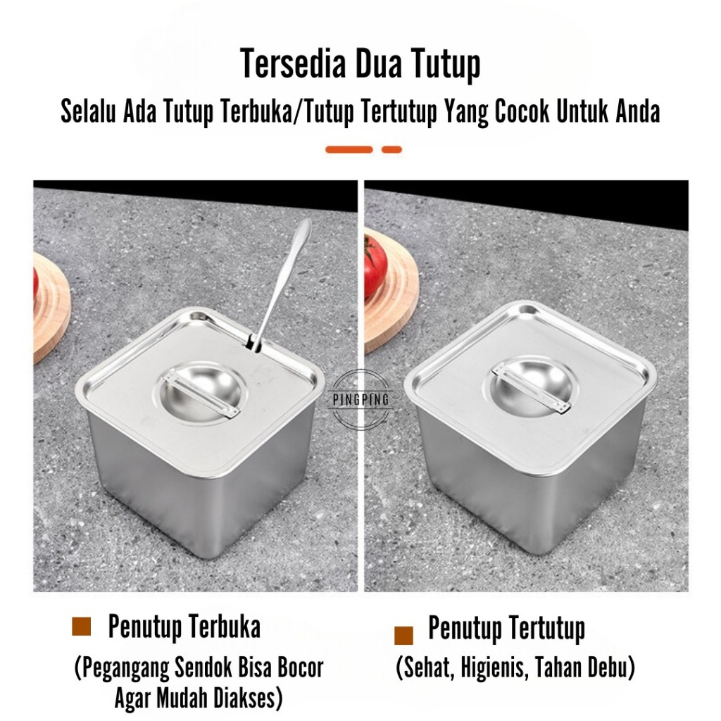 Jual Box souce Stainless Steel Persegi + Tutup / Food Container Saus ...
