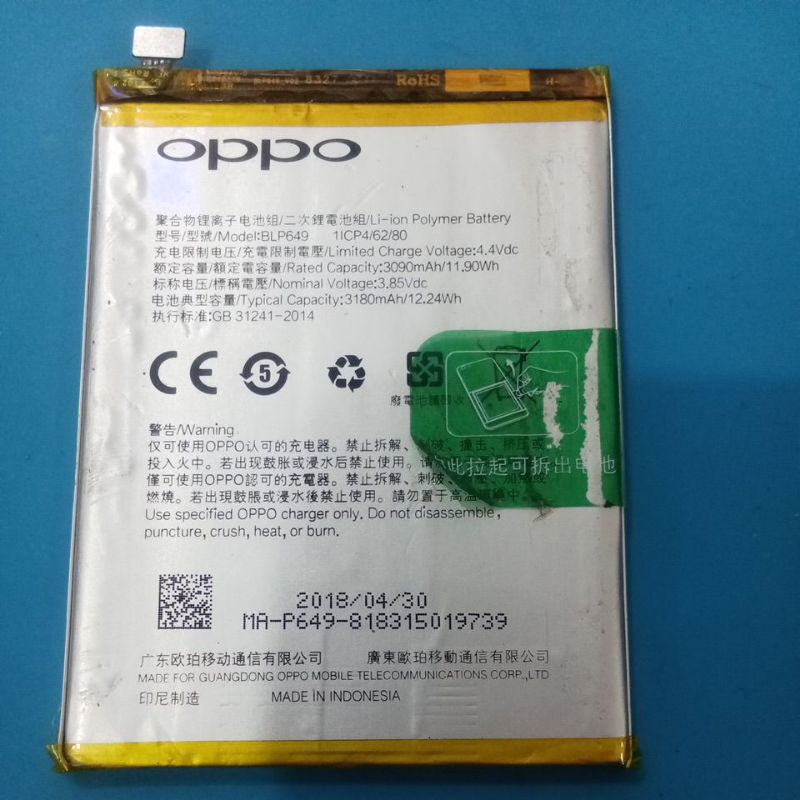 Jual Baterai Oppo A83 BLP649 Copotan Normal Bergaransi | Shopee Indonesia