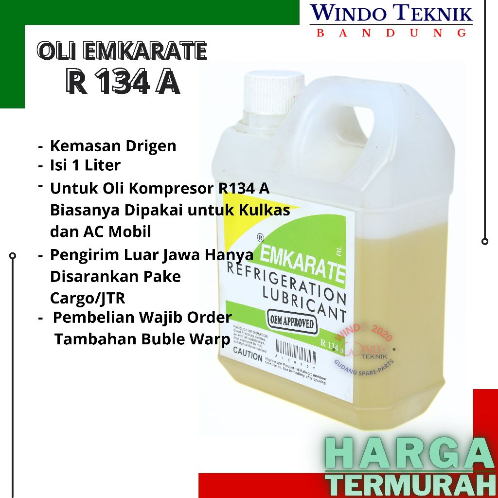 Jual OLI OIL KOMPRESOR EMKARATE R134 A REFRIGRATION LUBRICANT | OLI AC ...