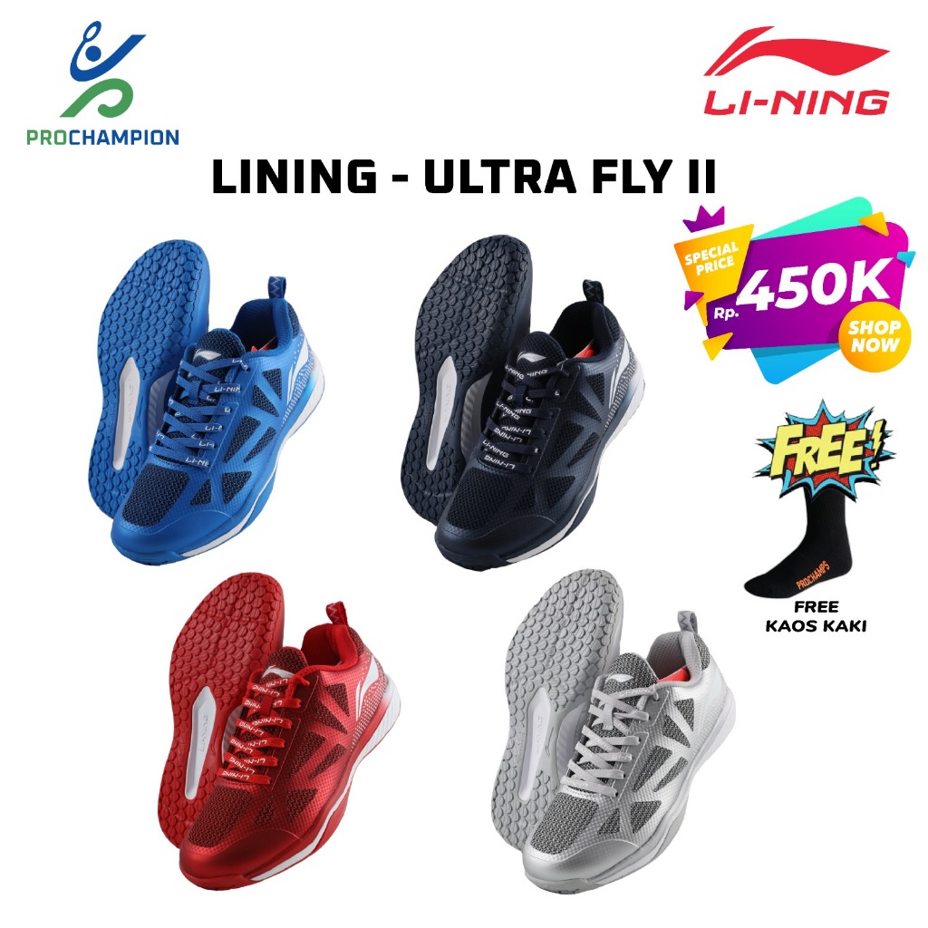 Jual Sepatu Badminton Shoes Original Lining Ultra Fly 2 II Navy White ...