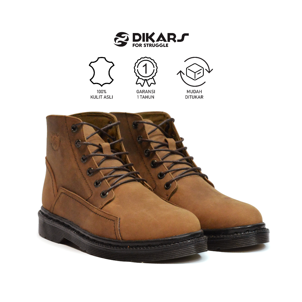 Jual DIKARS - Spartan Sepatu Dockmart Crazy Horse Brown Boots | Shopee ...