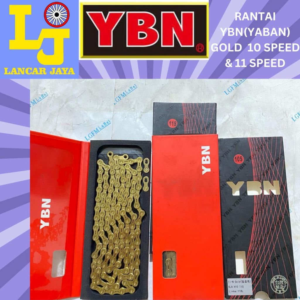 Jual YBN/YABAN CHAIN Rantai Sepeda MTB 10 & 11 Speed GOLD 116L SLA TIG ...
