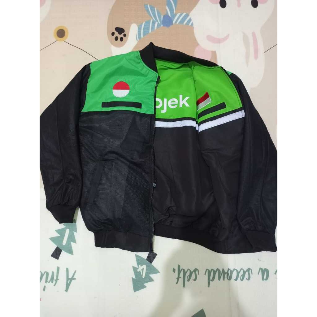 Jual REAL PICT JAKET GOJEK GRAB SIZE M - 4XL SETENGAH HITAM BOLAK BALIK ...