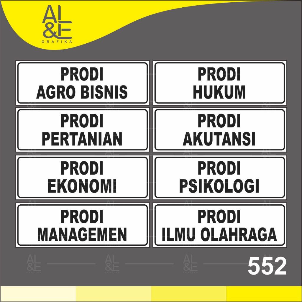 Jual 552 - Stiker Nama Ruangan Prodi Umum di Kampus/Universitas ...