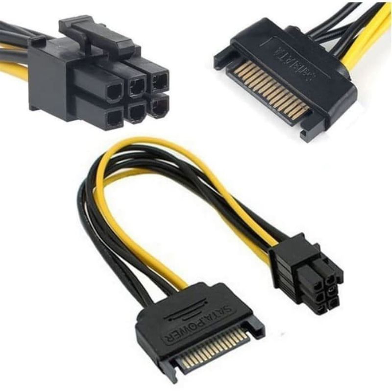 Jual KABEL POWER SATA 15 PIN TO 6 PIN PCIE VGA CARD | Shopee Indonesia