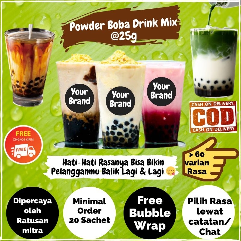 Jual Bubuk Minuman Rasa Es Boba Drink Premium Kekinian 25gr | Shopee ...