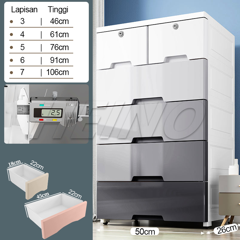 Jual HEINO 50cm Plastik Kabinet Laci Terkunci Lemari Dengan Laci Susun ...