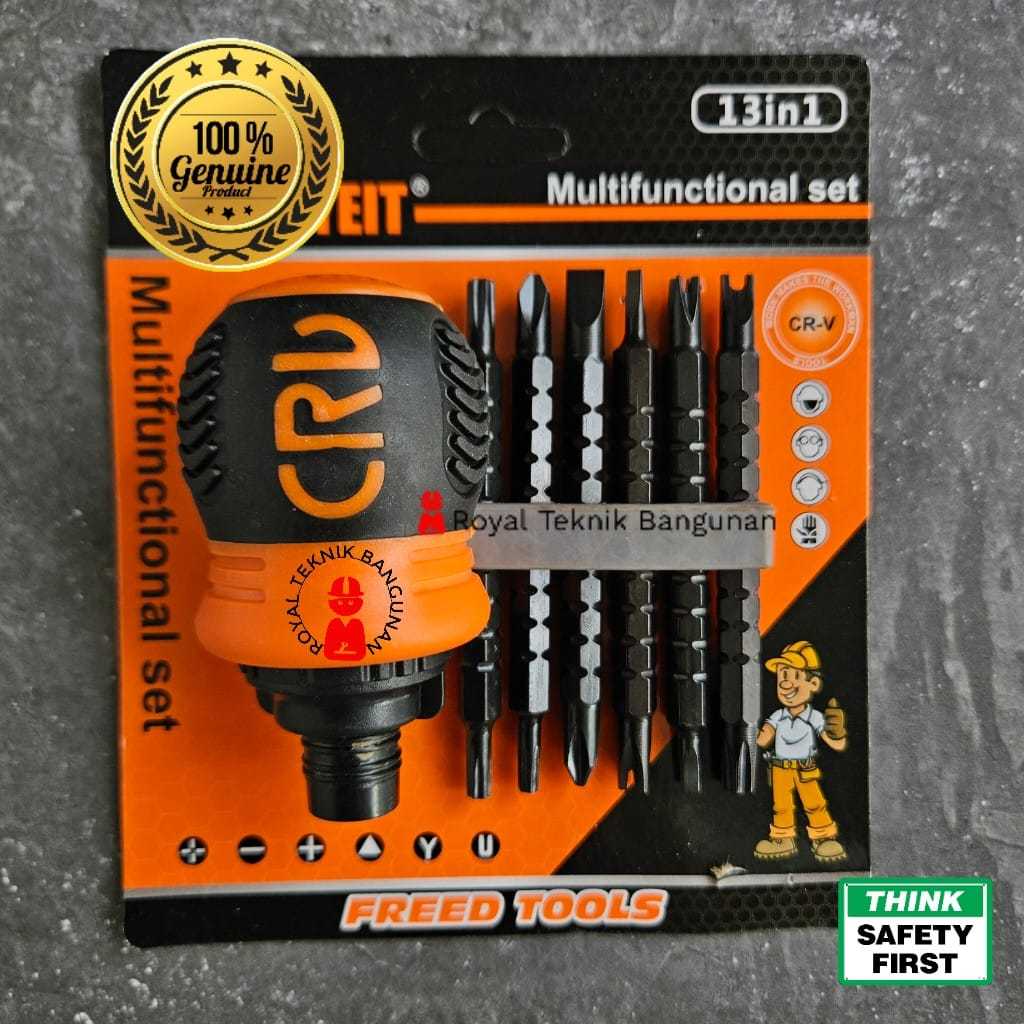 Jual Obeng Cebol Rachet CR-V 13 in 1 Set BB Bolak Balik Serbaguna / Multifungsi 2 Way ...