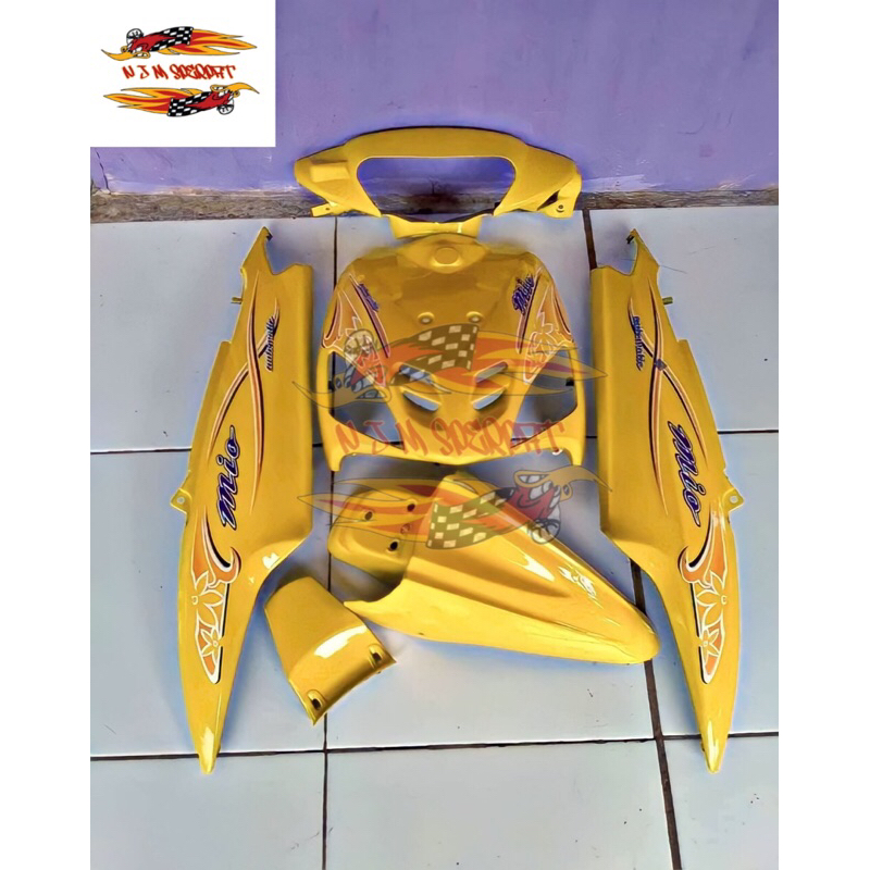Jual FULL BODY HALUS YAMAHA MIO SPORTY KUNING PLUS STRIPING BUNGA ...