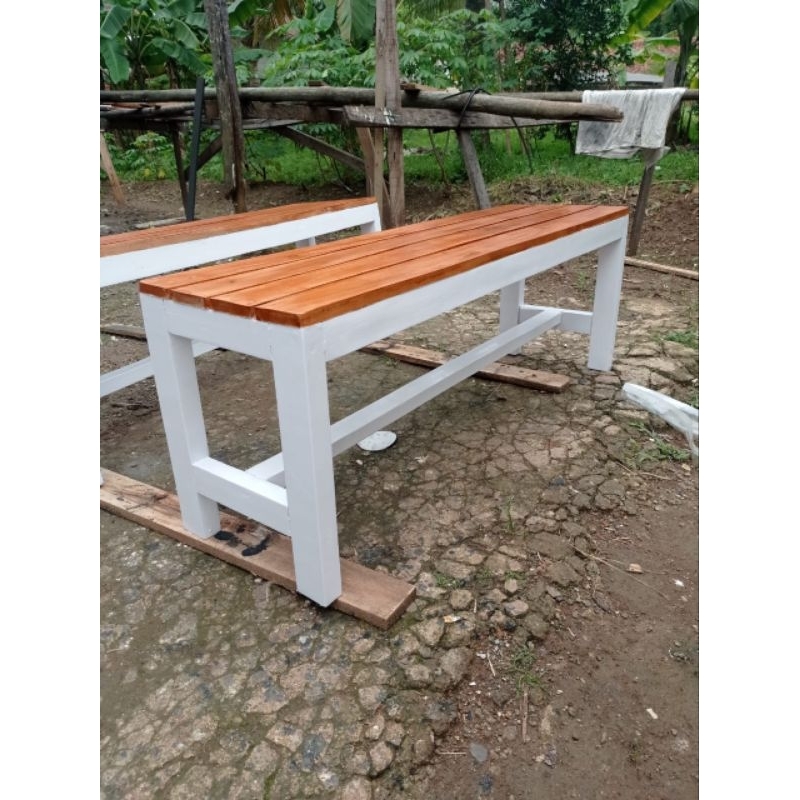 Jual Bangku Panjang Ukuran 120x35x45 Full Kayu Warna Natural Putih ...