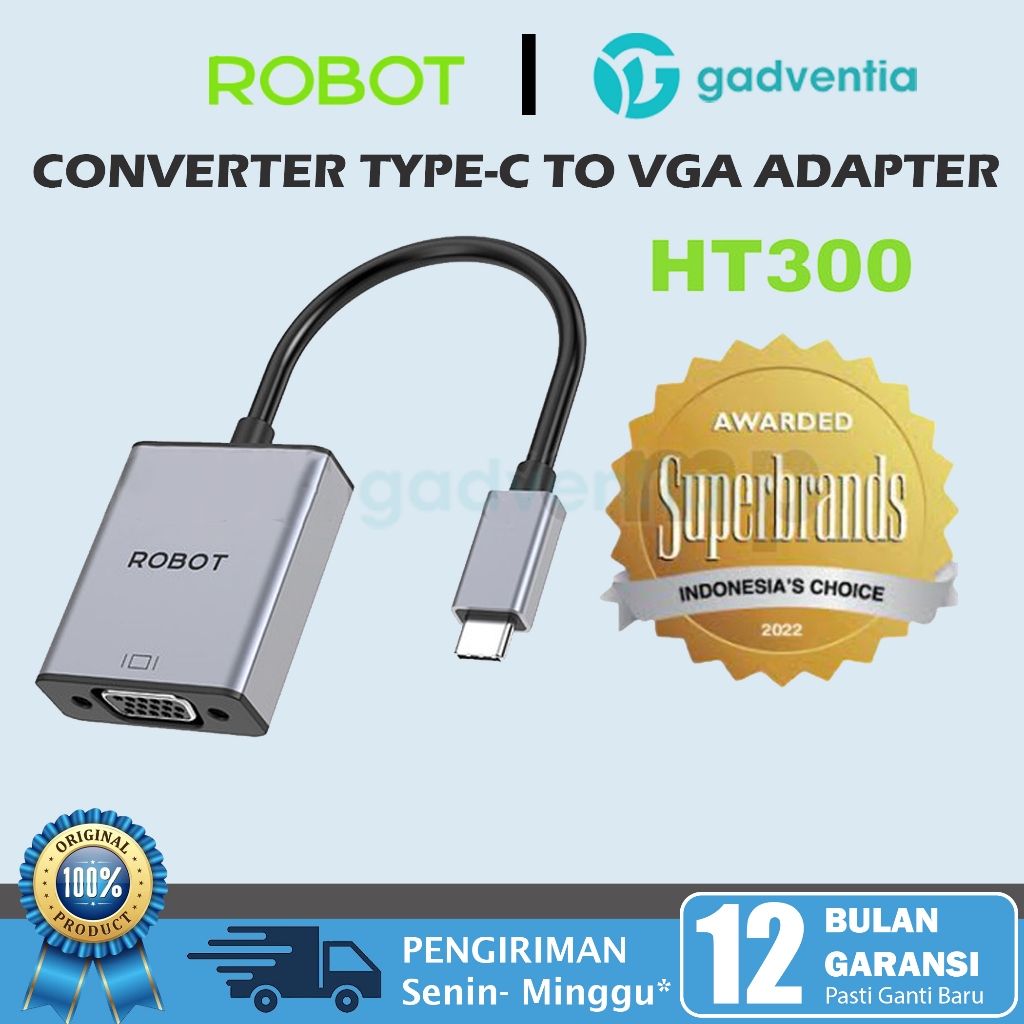 Jual ROBOT HT300 Converter Type-C To VGA Adapter 1080p Laptop Macbook ...