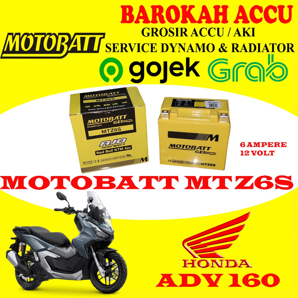 Jual AKI MOTOR HONDA ADV 160 MOTOBATT MTZ6S, 6 AH | Shopee Indonesia
