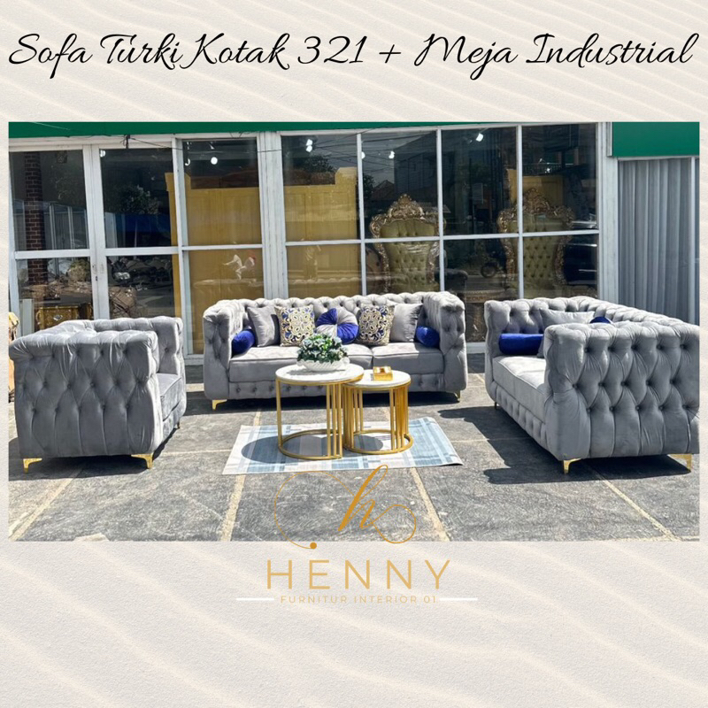 Jual Henny Furniture Sofa Turki Kotak 321 + Meja Industrial | Shopee ...