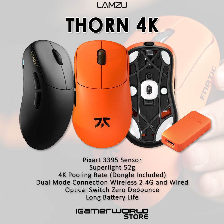 Jual Lamzu THORN 4K Ergonomic SuperLight Wireless Dual Connection Gaming Mouse | Shopee Indonesia