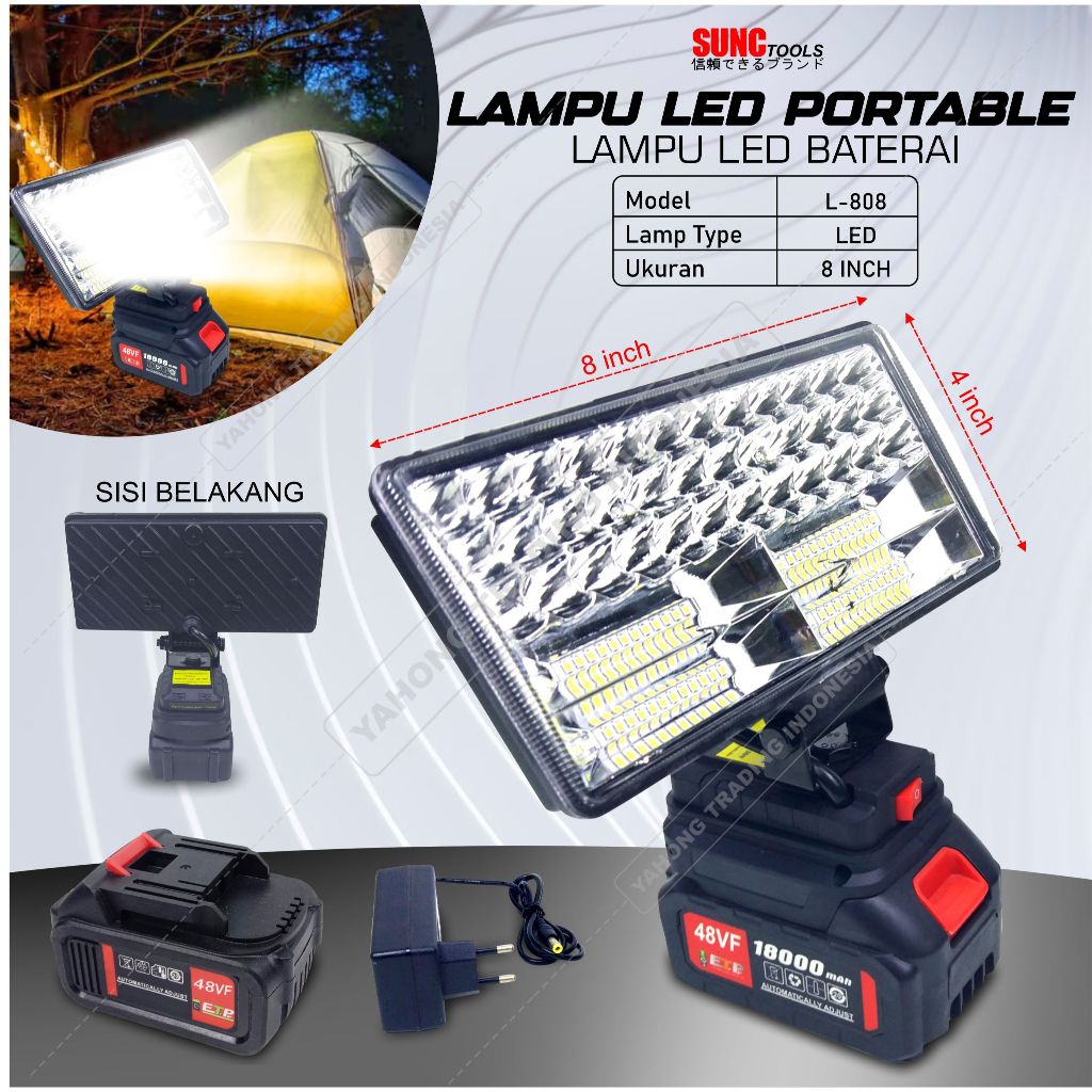 Jual Lampu LED Portable 8" inch Tenaga Baterai SUNC TOOLS | Shopee ...