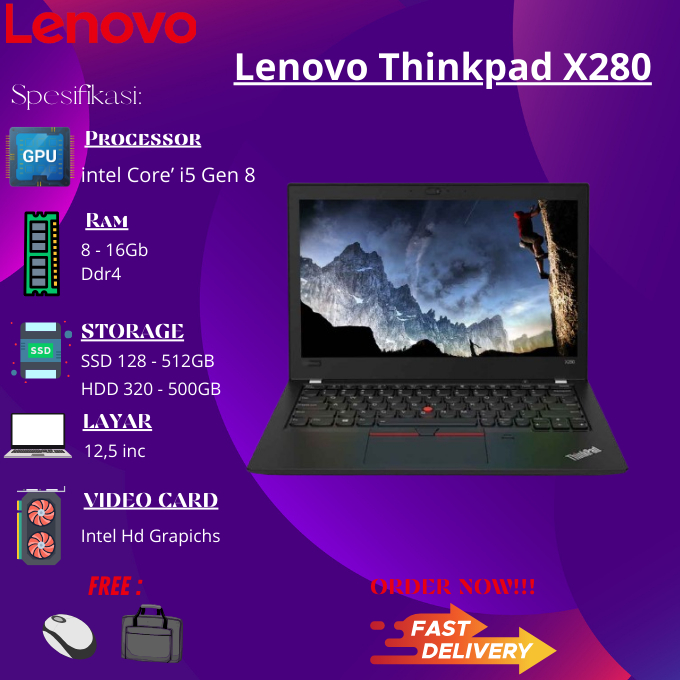 Jual Laptop Lenovo Thinkpad X280 Core i5 gen 8 Ram 8Gb Ssd 256Gb Bergaransi 100% | Shopee Indonesia