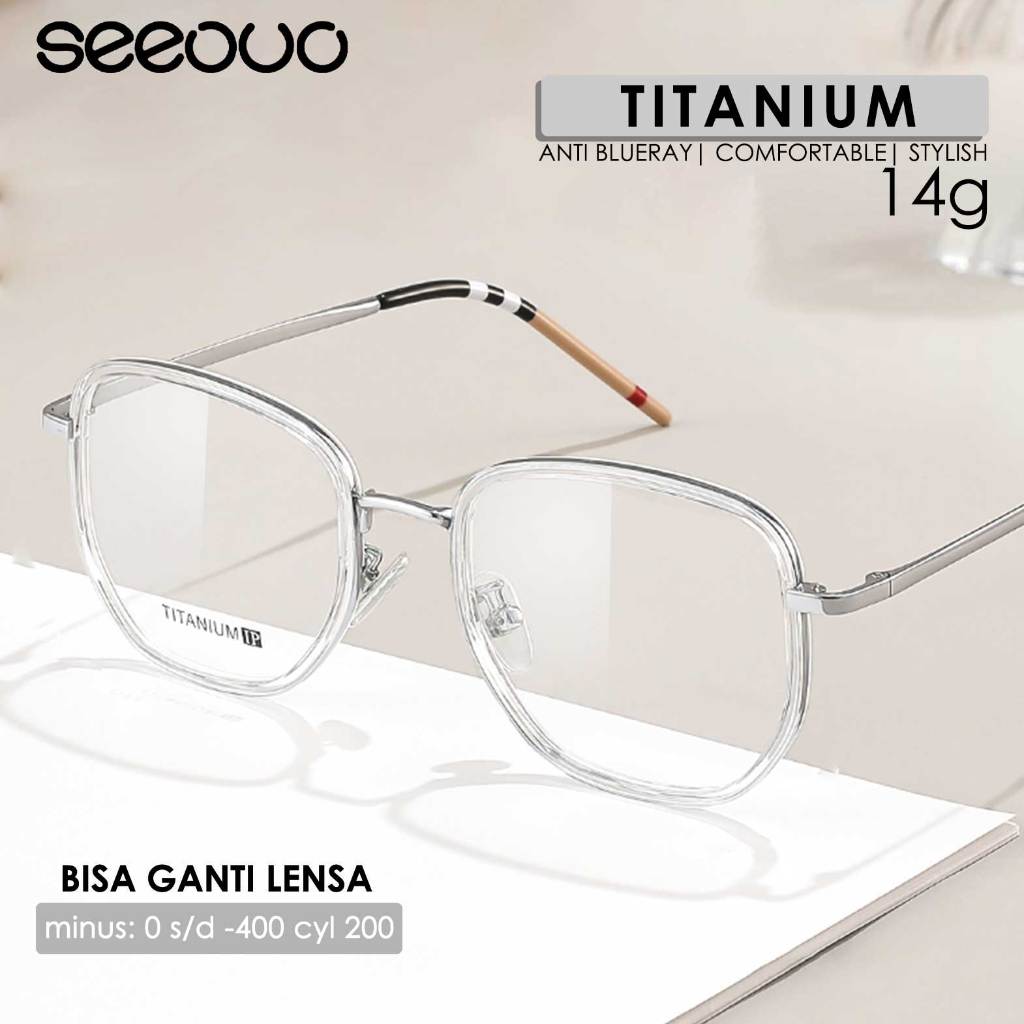 Jual Seeouo Kacamata Antiradiasi Blueray Model Kotak Stylish Unik Titanium Light Frame Unisex ...