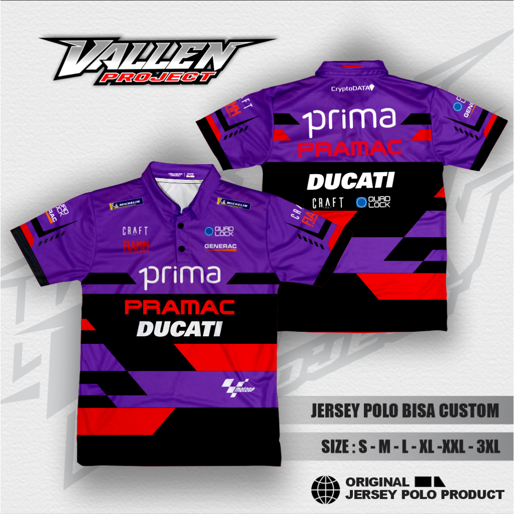 Jual Jersey Jersi Polo Kancing Prima Pramac Racing Moto GP / Baju ...