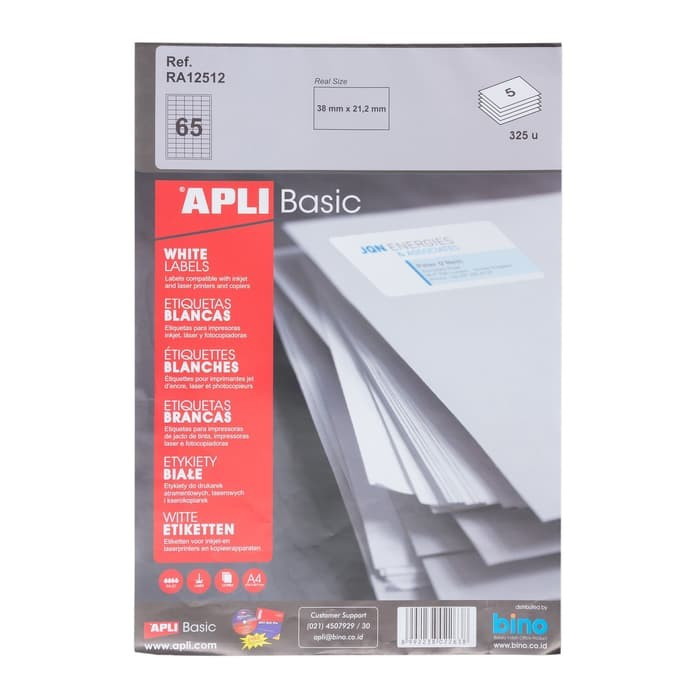 Jual APLI Label Basic A4 38 X 21,20MM 325 unit (5 Sheets) # RA12512 ...