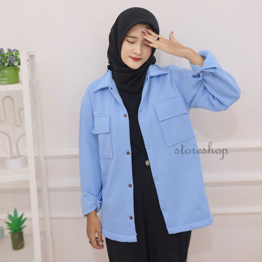Jual Shacket Jacket Pria Wanita Fleece Tebal Trucker | Shopee Indonesia