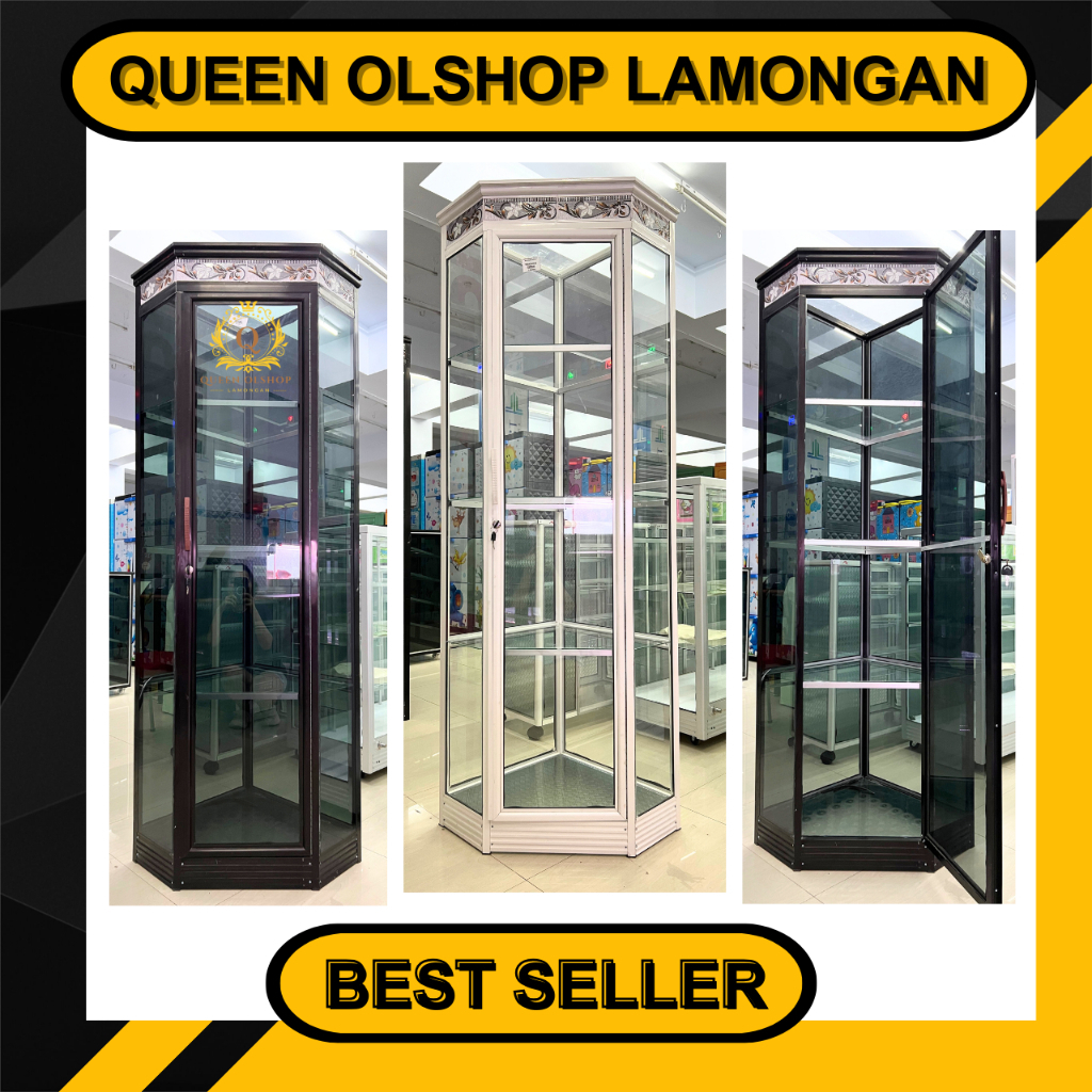 Jual [PROMO] Lemari Almini Aluminium Rak Hias Sudut MW Polos Putih ...