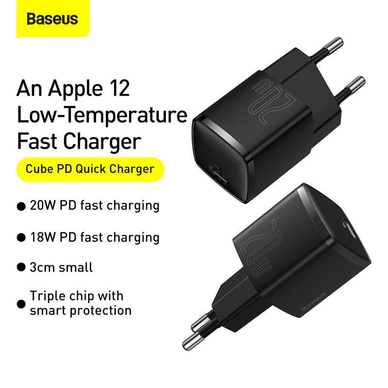 Jual Baseus Cube Adaptor Charger Tipe C PD Quick Charger 1C 20W ...