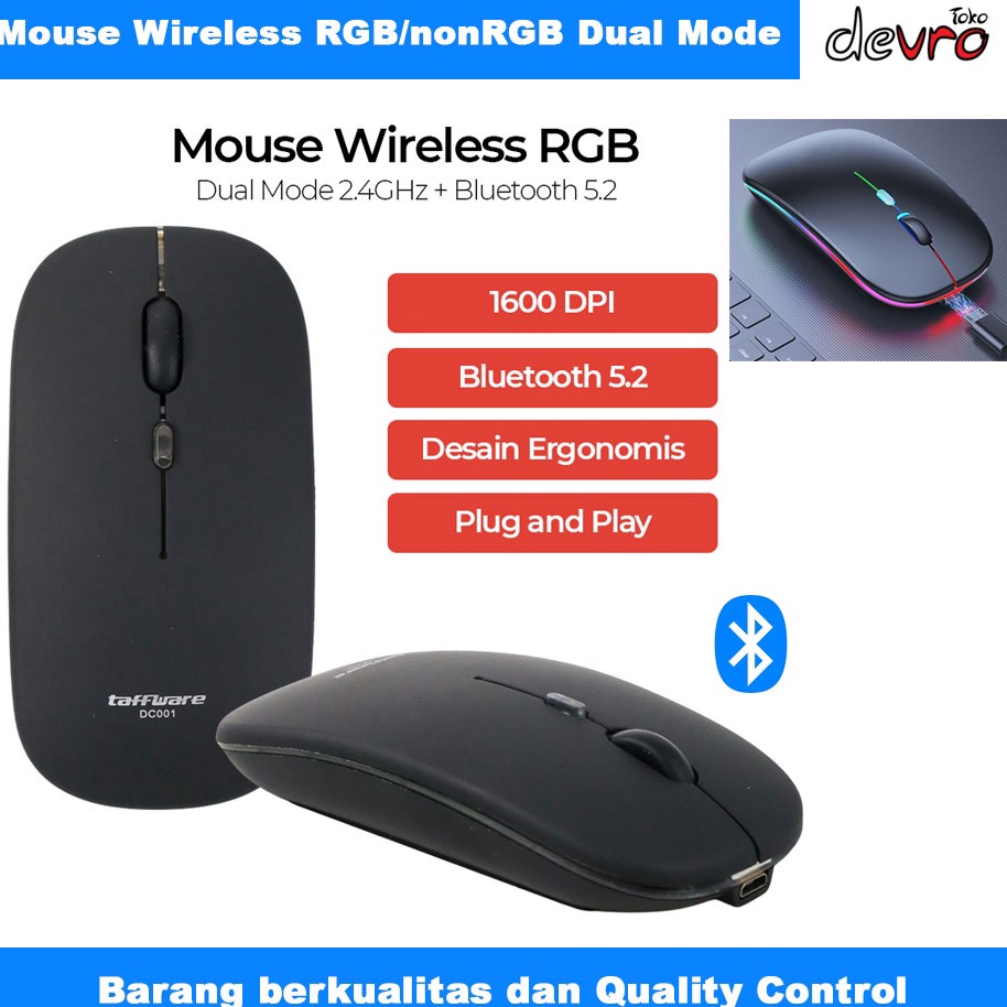 Jual VIRAL Mouse Bluetooth 4 Rechargeable Silent klik Mouse Wireless Mouse RGB Bluetooth 52 ...