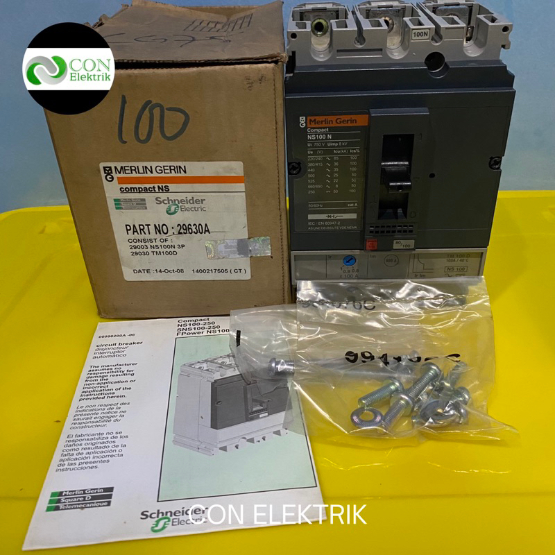 Jual Mccb Breaker Merlin Gerin NS100N 3P 80A 100A Original | Shopee ...