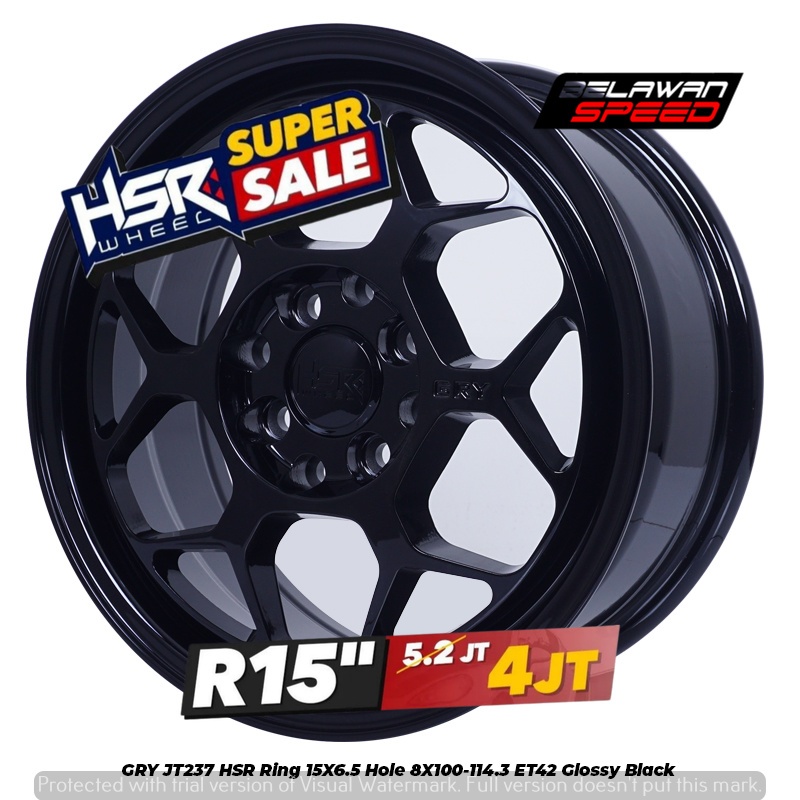 Jual PROMO!!!VELG MOBIL RACING PELEK MODIFIKASI RING 15 HSR GRY PCD ...