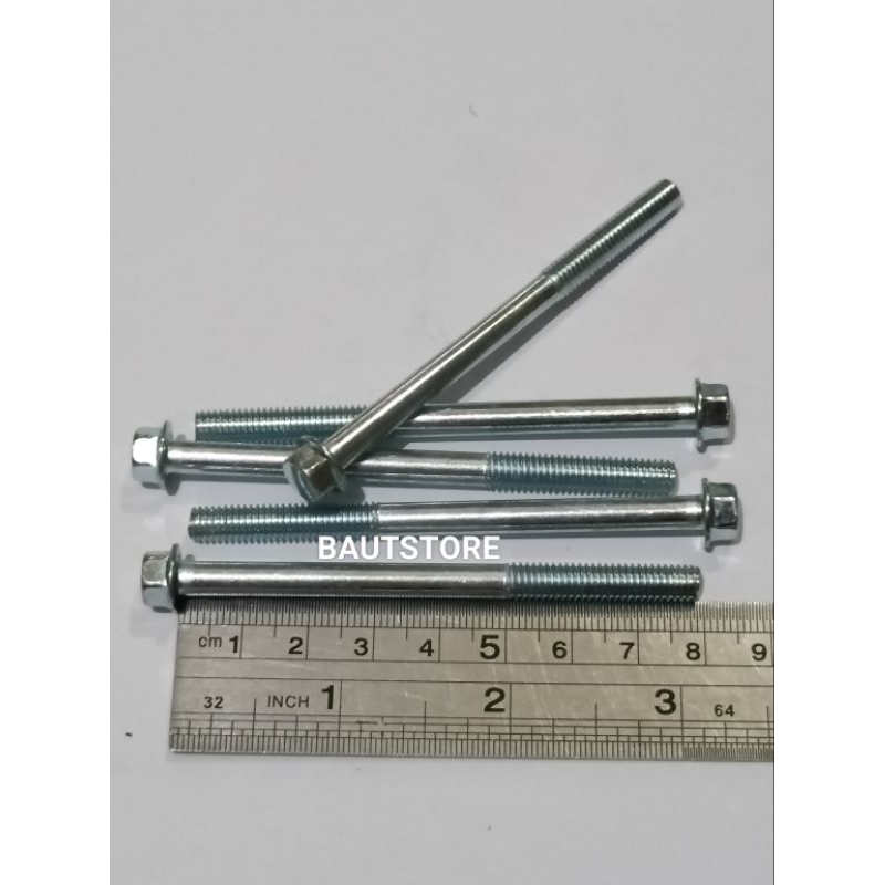 Jual Baut Topi/Baut CVT/Baut Flange Bolt 10/M6 x 8cm Kunci 8 | Shopee ...
