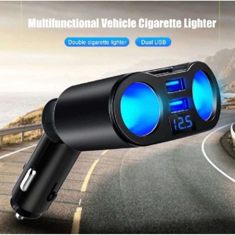 Jual [TERMURAH] Cas Mobil Dual USB Car Charger Sekaligus Pemantik Rokok ...