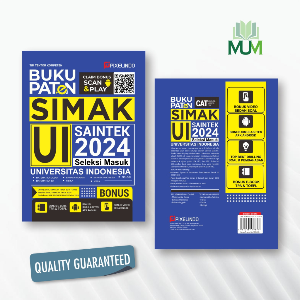 Jual Buku Paten Seleksi Masuk Simak UI Sainstek 2024- Tim Tentor ... Jual Buku Paten Seleksi Masuk Simak UI Sainstek 2024- Tim Tentor ...