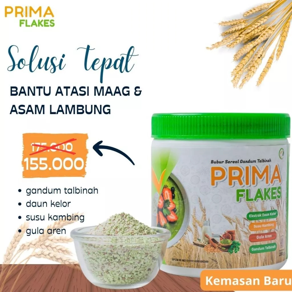 Jual PRIMAFLAKES Bubur Gandum Sereal Plus Kelor Susu Kambing dan Gula ...