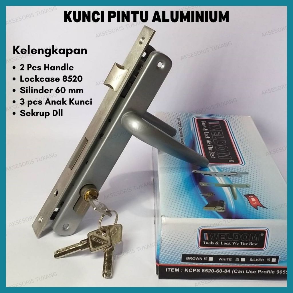 Jual Kunci Pintu Aluminium Set Komplit 9055 / Handle Pintu Rumah Kantor ...
