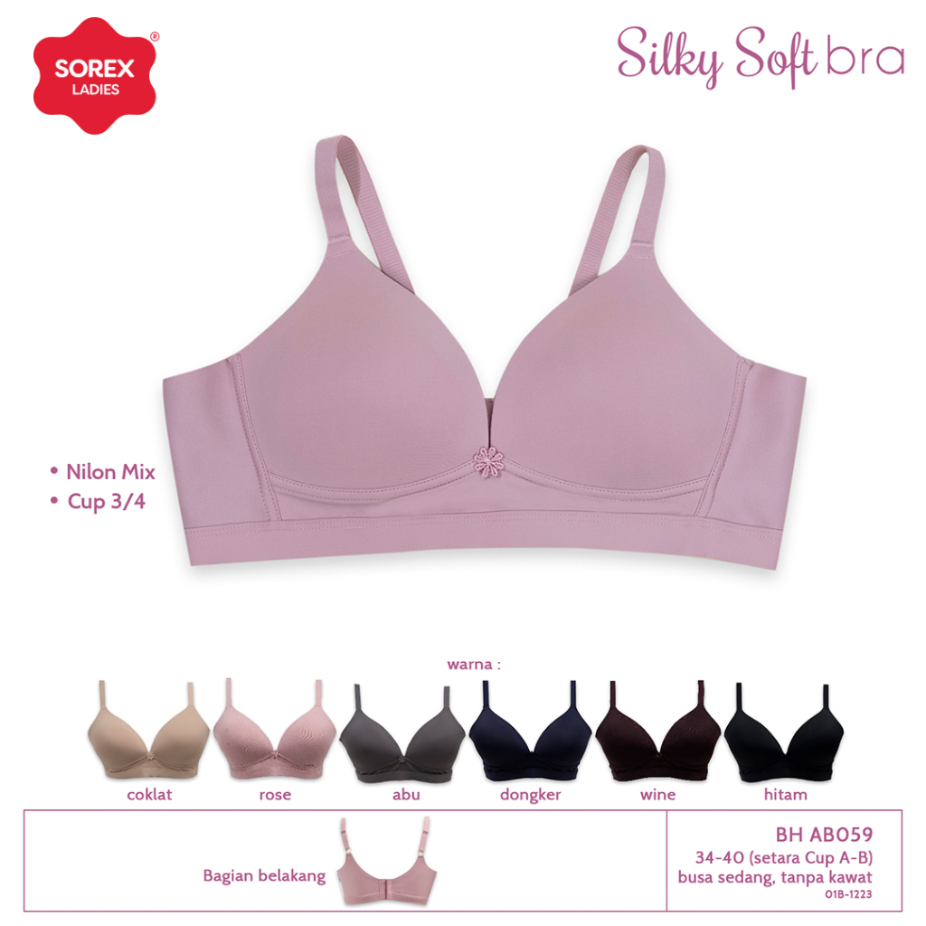 Jual Sorex Silky Soft Bra Busa Sedang Tanpa Kawat Kait 3 Setara Cup ¾ A-B Harian AB 059 | Shopee ...
