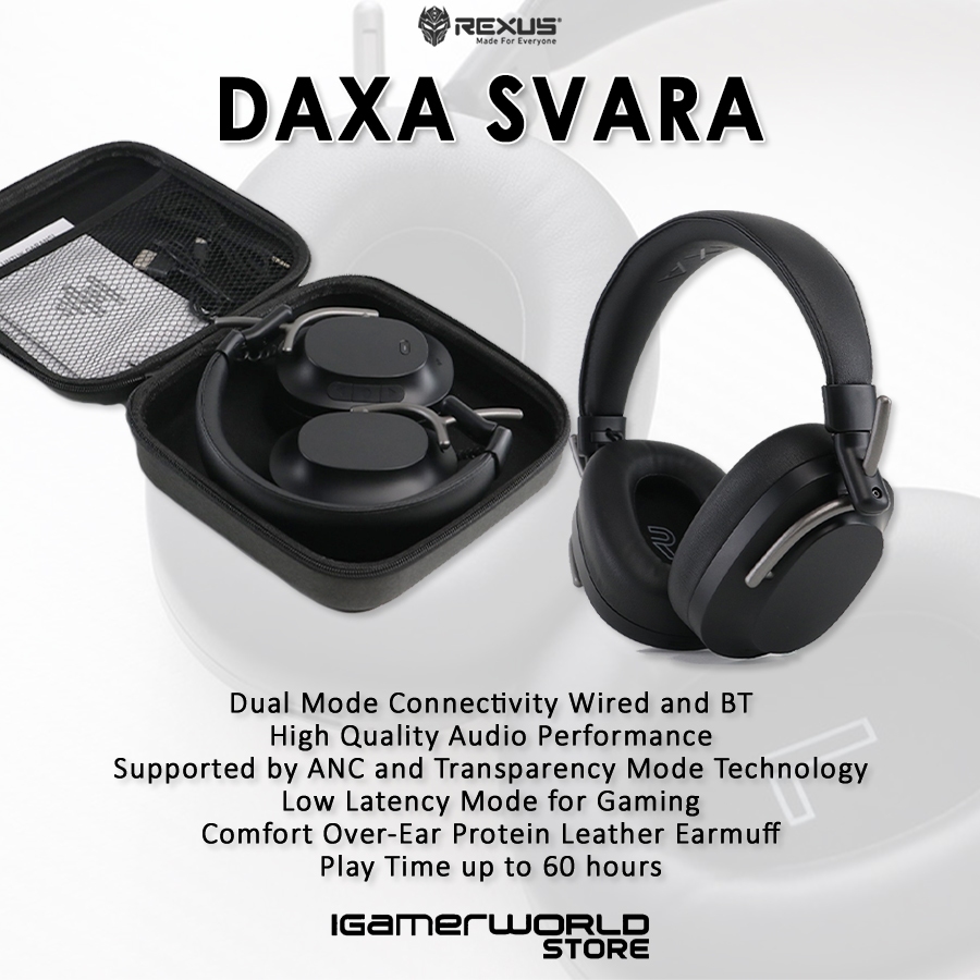 Jual Rexus Daxa Svara Bluetooth Dual Mode ANC Gaming Headset | Shopee ...