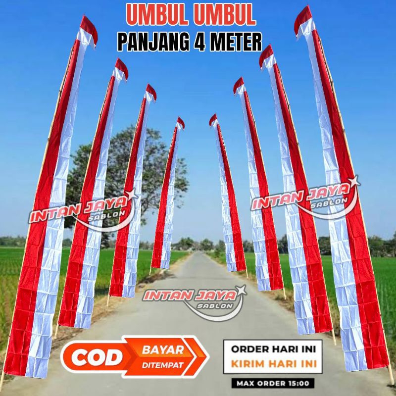 Jual BENDERA UMBUL UMBUL MERAH PUTIH PANJANG 4 METER 1 KODI ( 20 PCS ) UMBUL UMBUL LAYUR ...