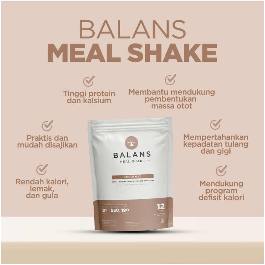 Jual Balans Meal Shake Choco Oat | Makanan Pengganti - Isi 12s | Shopee ...