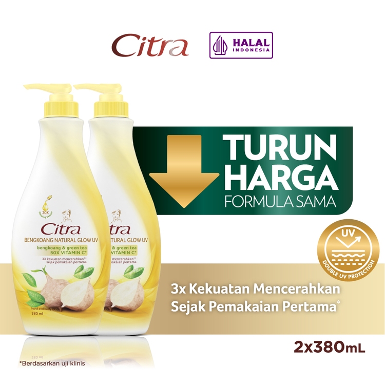 Jual Citra Hand and Body Lotion Bengkoang & Green Tea Natural Glow 10X Vit C 380ml Twinpack ...
