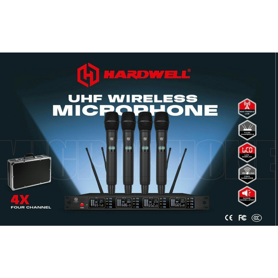 Jual Mic Hardwell 4x Wireless 4 Unit Microphone Original Free Koper ...