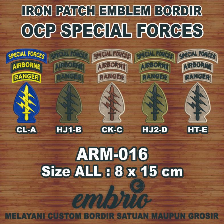 Jual Arm 016 Patch Ocp Tab Special Forces Airborne Ranger Hook Fastener