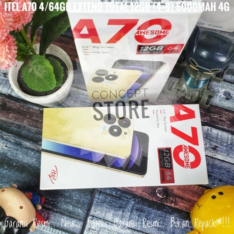 Jual Itel A70 4/64 GB Extend Total 12GB (4GB+8GB) RAM 5000mAh 4G LTE.. Garansi Resmi .. New ...