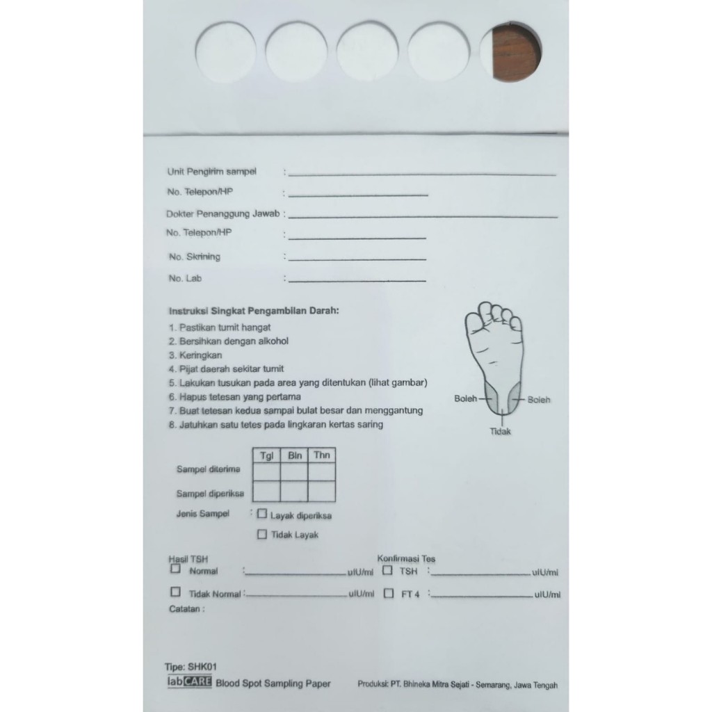 Jual Kertas Saring SHK / Skrinning Hipotiroid Kongenital | Shopee Indonesia