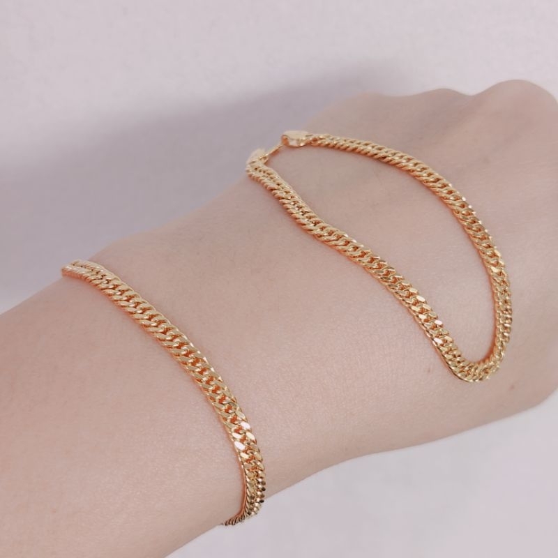 Jual gelang susun warna kuning mas 24 bisa untuk ukuran diameter 5,2 54 ...