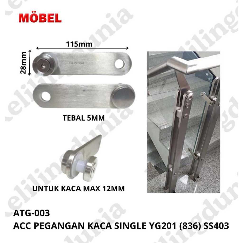Jual Pegangan Railing Kaca Tangga Accesories Penahan Single Double ...
