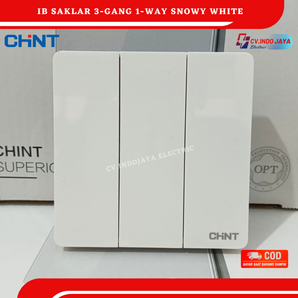 Jual Saklar triple Chint New 2M IB saklar 3 gang 1 way warna snow white ...