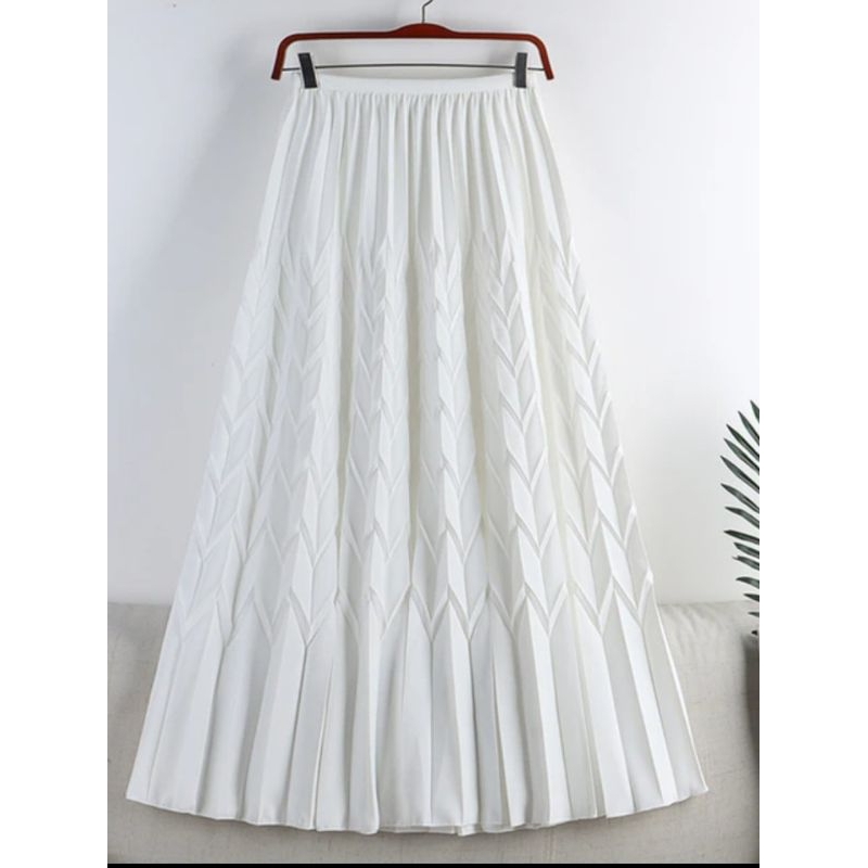 Jual rok plisket daun padi maxi rok plisket premium rok plisket nyaman rok plisket panjang Hitam ...