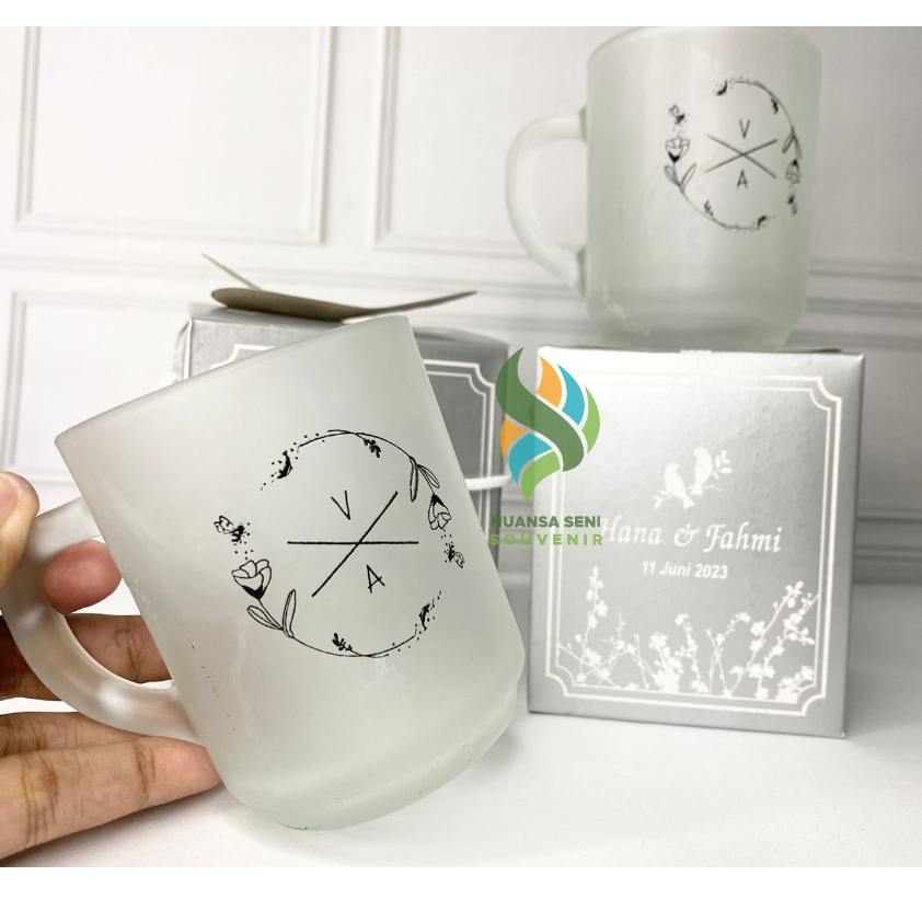Jual Souvenir Gelas CG Kaca Doff Cangkir Kopi Gagang Beling Mug Teh ...