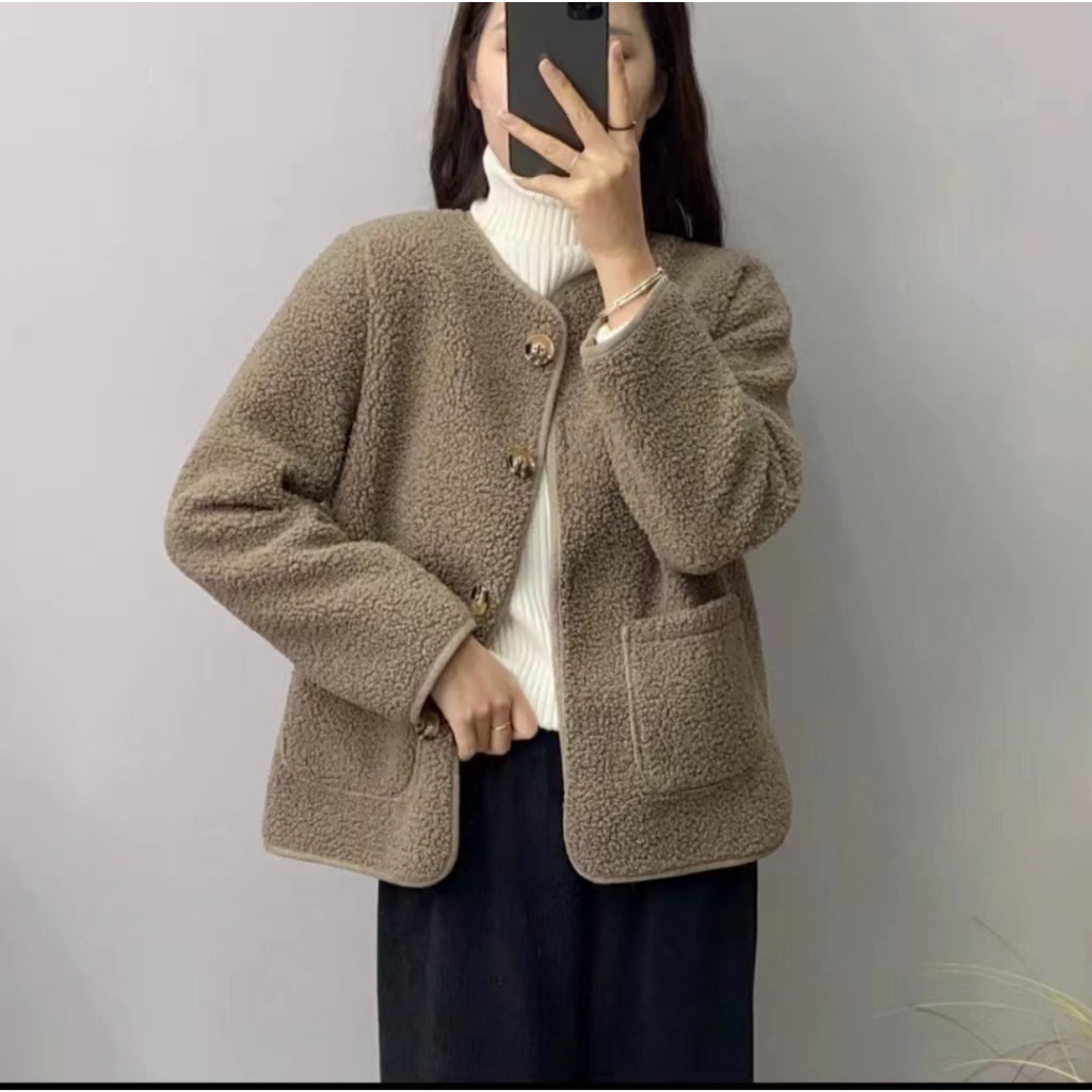 Jual ROUND NECK WOOL COAT KOREAN CARDIGAN SWEATHER KOREA SWEATER WANITA ...