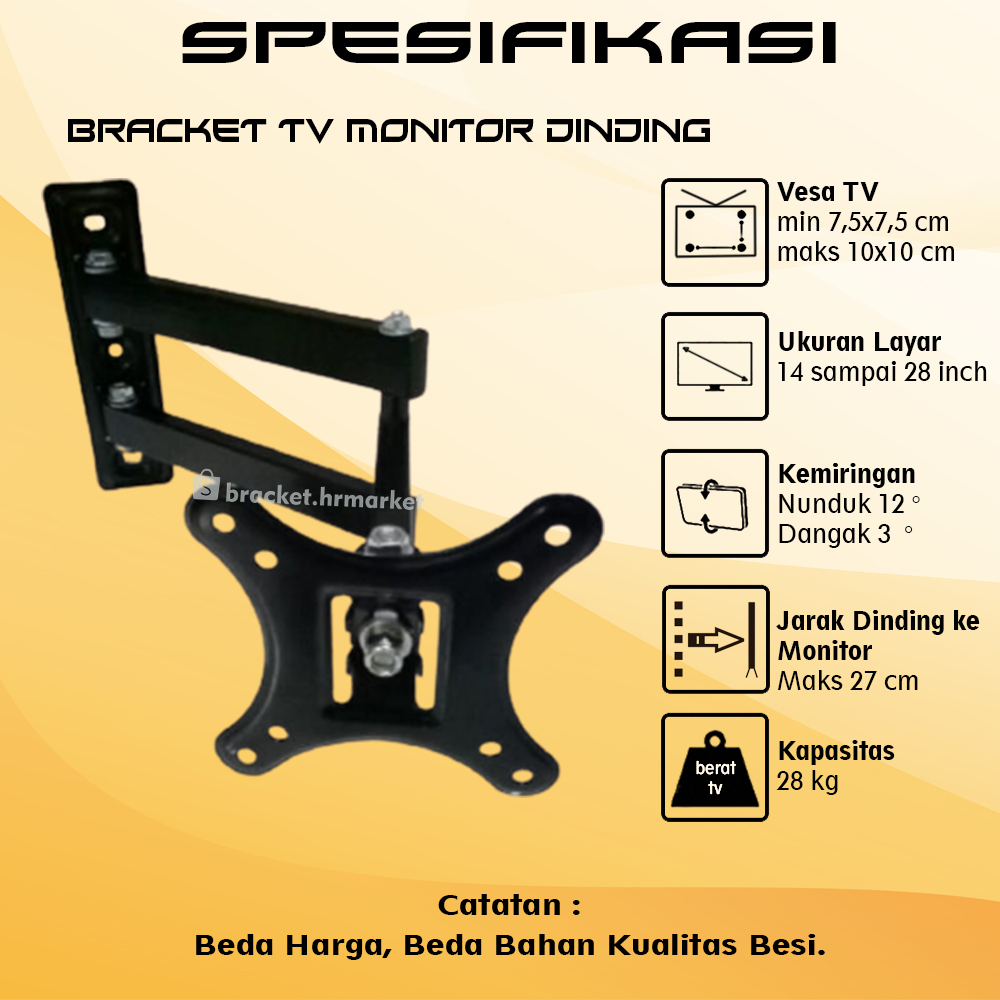 Jual Bracket TV Monitor LED LCD 30 29 27 24 21 19 17 14 Inch 14 - 30 In ...